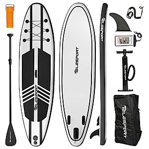 TELESPORT Paddle Boards 11 Foot Long 33 Inch Wide Inflatable Stand Up Paddleboard Blowup SUP Board with Accessories, 350 Pound Weight Capacity, Black