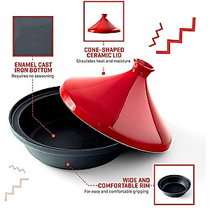 Moroccan tagine Pot Small tagine Bowl Round Ceramic Casserole Clay Pot with lid Heat-Resistant hot Pot