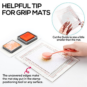 Briartw 4.75x6 Grip Mat with Printed Guides,Multi-Use Non-Slip Sticky Mats Fit in Mini-size Stamp Positioning Tool,Photopolymer Mat for Centering & Aligning Tape-free Stenciling Ink Blending