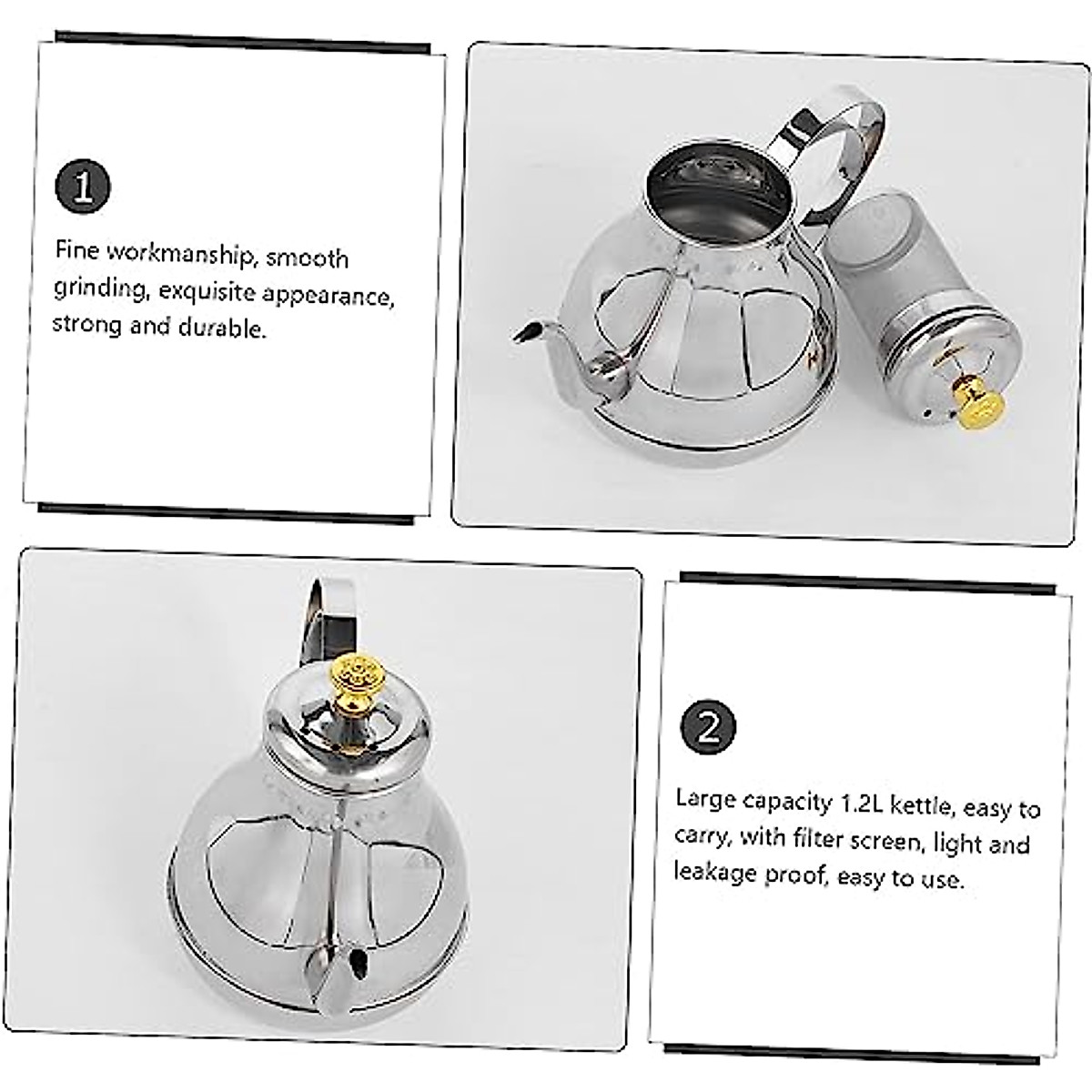 Stainless Steel Teapot Whistling Tea Kettle Stainless Steel Portable Water Kettle Expresso Coffee Goose Neck Stovetop Kettle Coffee Maker Tea Pot Heating Teakettle For Gas Stove Spout