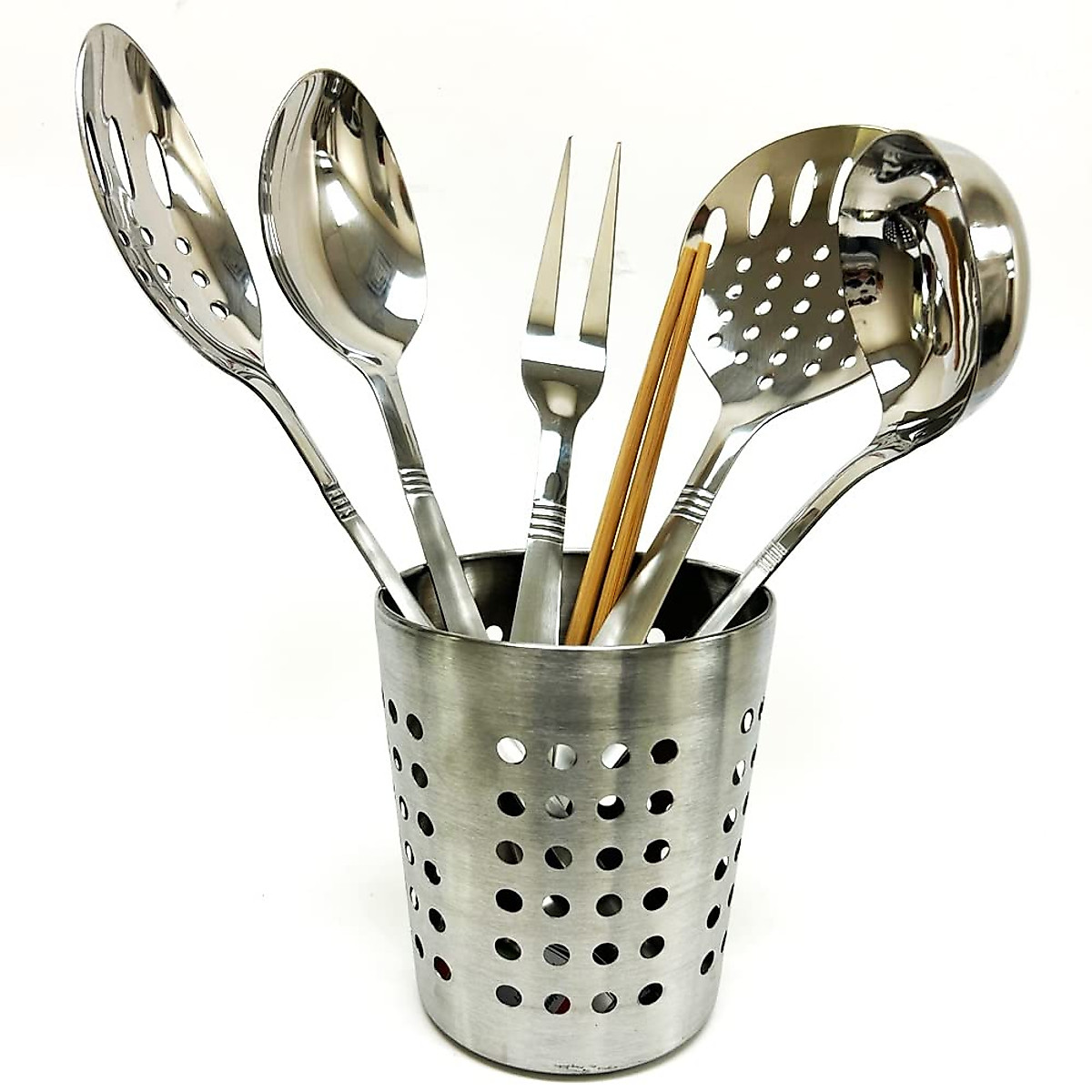 4 Set Stainless Steel Cups Kitchen Utensil Holder Utility Silverware Caddy Home 4 Kitchen Utensil Holder Utility Sturdy Stainless Steel Silverware Holder Home Office Sink Caddy Organizer Cutlery