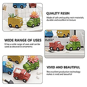 Happyyami 2Pcs Succulent Flower Pot Set Indoor Plant pots Home Decor car Decor Dining Table Decor Indoor Planter Outdoor Statues Car Shaped Flowerpot Succulent Containers Gardening Pots Desk