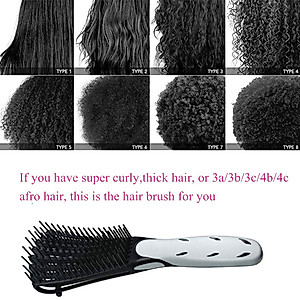 Detangling Brush for Natural Hair-Detangler for Afro Textured 3a to 4c Kinky Wavy, Detangle Easily with Wet,Coily Hair,Dry,Curly,Conditioner, Improve Hair Texture-Easy Clean (Black)