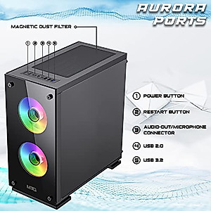 MTG Aurora 4T Gaming Tower PC- Intel Core i7 4th Gen, GeForce RTX 2060S GDDR6 8GB 256bits Graphic, 16GB Ram DDR3, 1TB Nvme, RGB Keyboard Mouse and Headphone, Webcam, Win 10 Home