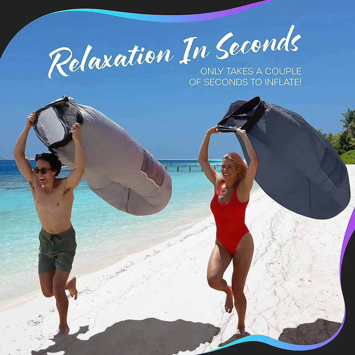 Nevlers 450Lbs Cap Outdoor Inflatable Couch for Camping Navy Blue| Tough 210T Polyester Air Chair Inflatable Lounger | Inflatable Chairs for Movie Night, Hiking, Travel Beach Chair & Portable Hammock