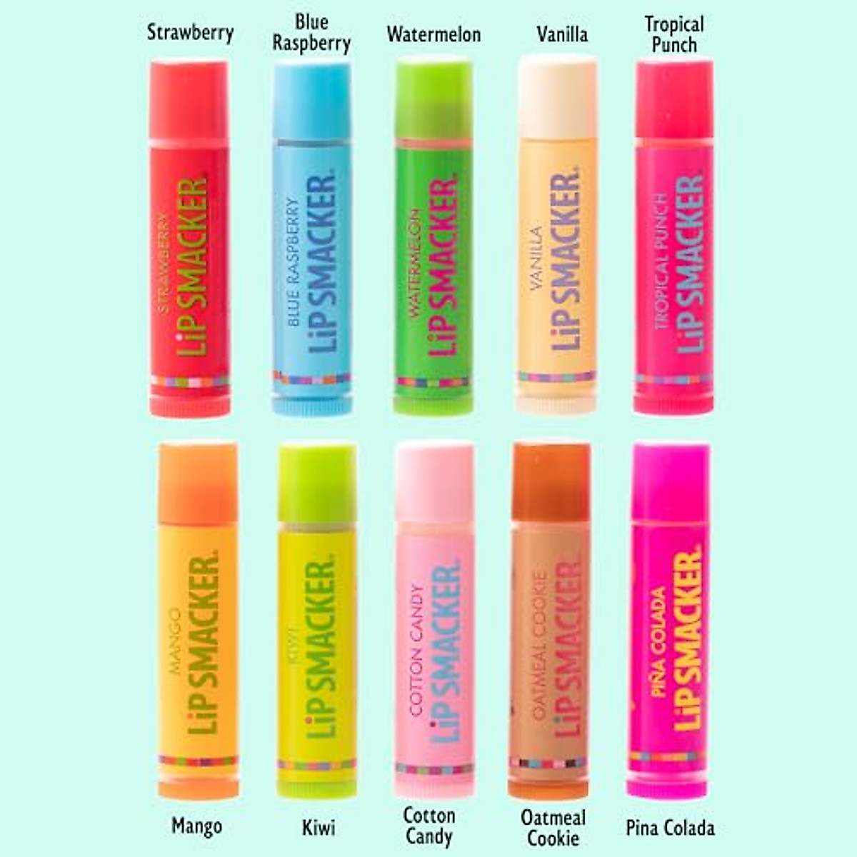 Lip Smacker Original & Best Party Pack - 10 Moisturizing Lip Balms, Classic Flavors, Hydrating & Protecting - Cruelty-Free- Oatmeal Cookie