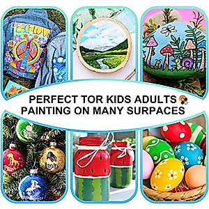 Emooqi Acrylic Paint Set, 24 Rich Paint Colors, with 11 Art Brushes, Paint Palette & Painting Canvas - Quick Dry Paints for Hobby Painters & Kids, Great for Canvas Wood Rock Ceramic Painting.