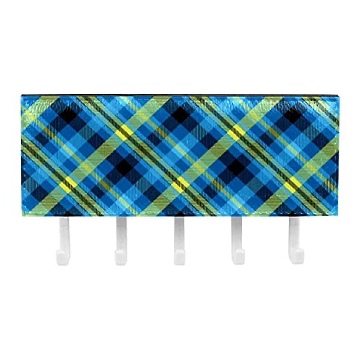 Coat Rack Wall Mounted, 5 Rail Wall Decorative Hooks Hanging for Clothes Hat Towel Purse Key, 7 Inches, 4.4lbs(Max), Blue Color Pattern