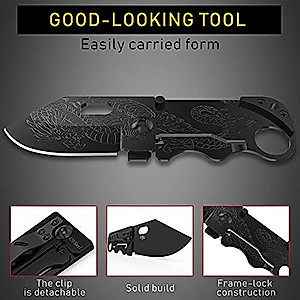 Bundle of 2 Items - Small Pocket Knife - Folding Wallet Knife - Mini Tactical Knife with Money Clip - Cool Dragon Blade Credit Card - Tactical Paracord Stainless Steel Pocket Knives w/Clip for Men