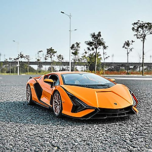 BEZGAR Remote Control Car - 1:14 Lambo Sián FKP 37 Electric Sport Racing Toy Car with Open Door, 2.4Ghz Licensed RC Car Series for Girls and Boys Age 8 9 10 11 12 Years Holiday Ideas Gift (Orange)