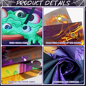 Large Halloween Garage Door Cover Garage Door Decoration Backdrop Party Background Wall Banner for Outdoor Halloween Themed Party Decoration 6 x 13 Ft (Backdrop-01)