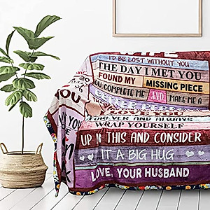 Blanket Gifts for Wife Romantic Anniversary Birthday Gifts for Wife Her I Love You Fleece Throws Blankets Presents for Wife from Husband to My Wife Warm Gifts for Christmas Valentine's Mother's Day