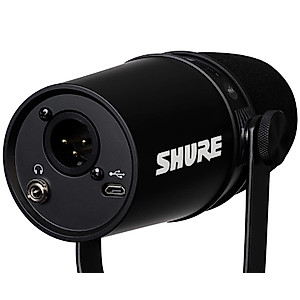 Shure MV7 USB Microphone for Podcasting, Recording, Live Streaming & Gaming, Built-in Headphone Output, All Metal USB/XLR Dynamic Mic, Voice-Isolating Technology, TeamSpeak & Zoom Certified – Black