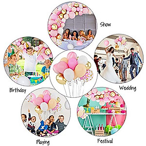 Amandir 144Pcs Pink Balloons Garland Arch Kit Light Pink Gold White Balloons Confetti Latex Metallic Balloons for Girl Birthday Baby Shower Wedding Party Decorations Supplies