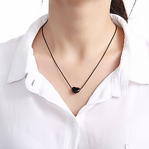 U7 Cute Heart Choker with Black Gun Plated Italian Box Chain Pendant Necklace, 17-19 Inch