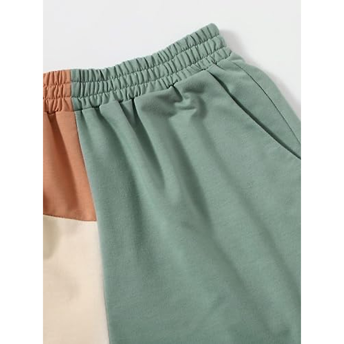 SOLY HUX Women's Casual Elastic Shorts Running High Waisted Color Block Sweat Shorts with Pockets Multicoloured S