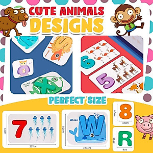 Catcrafter ABC Flash Cards Toddler Toys - Alphabet Number Clock Wooden Letter Puzzle Matching Game Montessori Preschool Educational Toys for Kids Boys Girls Ages 1-3 4+ (36 Cards & 36 Blocks Included)