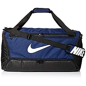 Nike Brasilia Training Medium Duffle Bag, Durable Bag for Women & Men with Adjustable Strap, Midnight Navy/Black/White
