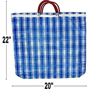 3 Large Mercado Bags, High Thread Mesh 20 x 22 Inches Market Reusable Grocery Bag