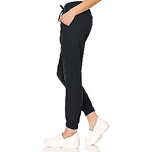 MediChic Mini Marilyn Scrub Joggers 4-Way Stretch Elastic Waistband Four Pocket Jogger Pants, Black, M