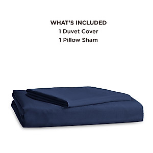 Bedsure Duvet Cover Twin/Twin XL Size - Soft Double Brushed Bedding Set for Kids & Adults, Zipper Closure, 2 Pieces, Includes 1 Duvet Cover (68"x90") & 1 Pillow Sham, NO Comforter, Navy Blue