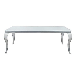 Coaster Home Furnishings Carone Rectangular Glass Top White and Chrome Dining Table (115081)