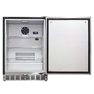 HCK 24 Inch Outdoor Refrigerator, Undercounter Refrigerators with Stainless Steel Door, 161 Can Beverage Fridge for Home Bar, Kitchen, Patio, Outdoor, and Commercial Use - 5.12 Cu.Ft