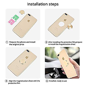 VizGiz 4 Pack Mount Metal Plate for Magnetic Car Mount Vehicle Air Vent Dashboard Holder Cradle Strong Adhesive Sticker Replacement Magnet Patch Universal Circular Disc for Mobile Phone GPS MP4