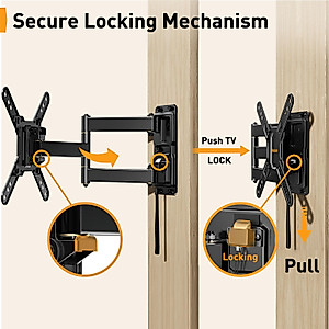 Perlegear Lockable RV TV Mount for 13–42 inch TVs up to 44 lbs, Full Motion RV TV Wall Mount with Swivel, Tilt, Pull Cord Lock, RV TV Mount for Camper, RV, Motorhome, Max VESA 200x200mm, PGLRVF2