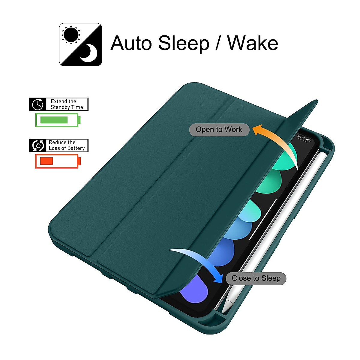 Soke for iPad Mini 7 A17 Pro Case 2024,iPad Mini 6 Case 2021 with Pencil Holder-[Shockproof Protection + Auto Sleep/Wake], Soft TPU Back Cover for iPad Mini 7th/6th Generation 8.3 inch,Teal