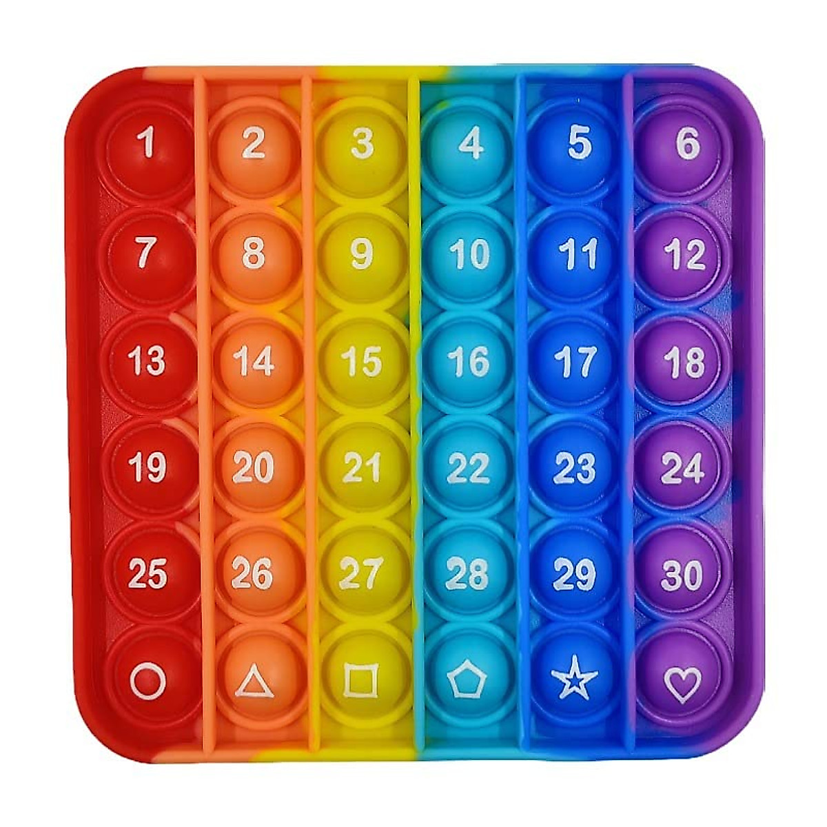Sensory Pop Toy | Learn Alphabets Letters, Numbers, Colors, Shapes | Great for Special Needs Learning | Fun Colorful Design | Non-Toxic Washable Hygienic Silicone | 2 Pack
