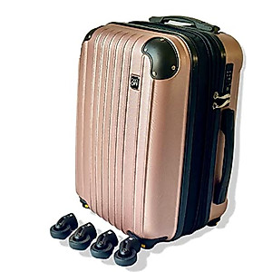 Take OFF Luggage 18-inch Hardshell Carry On Suitcase that Converts into Underseater Luggage Removable Spinner Wheels for Airline Personal Use Requirements 18 x 14 x 8.5 Inches - Rose Gold Expandable