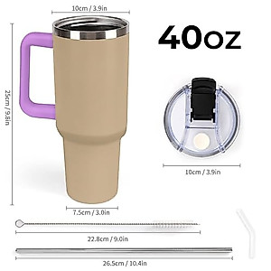 Plaid Moose Lumberjack Red Black 40 Oz Car Cup Stainless Steel Travel Mug Leak-Proof Insulated Tumbler with Handle Violet-style