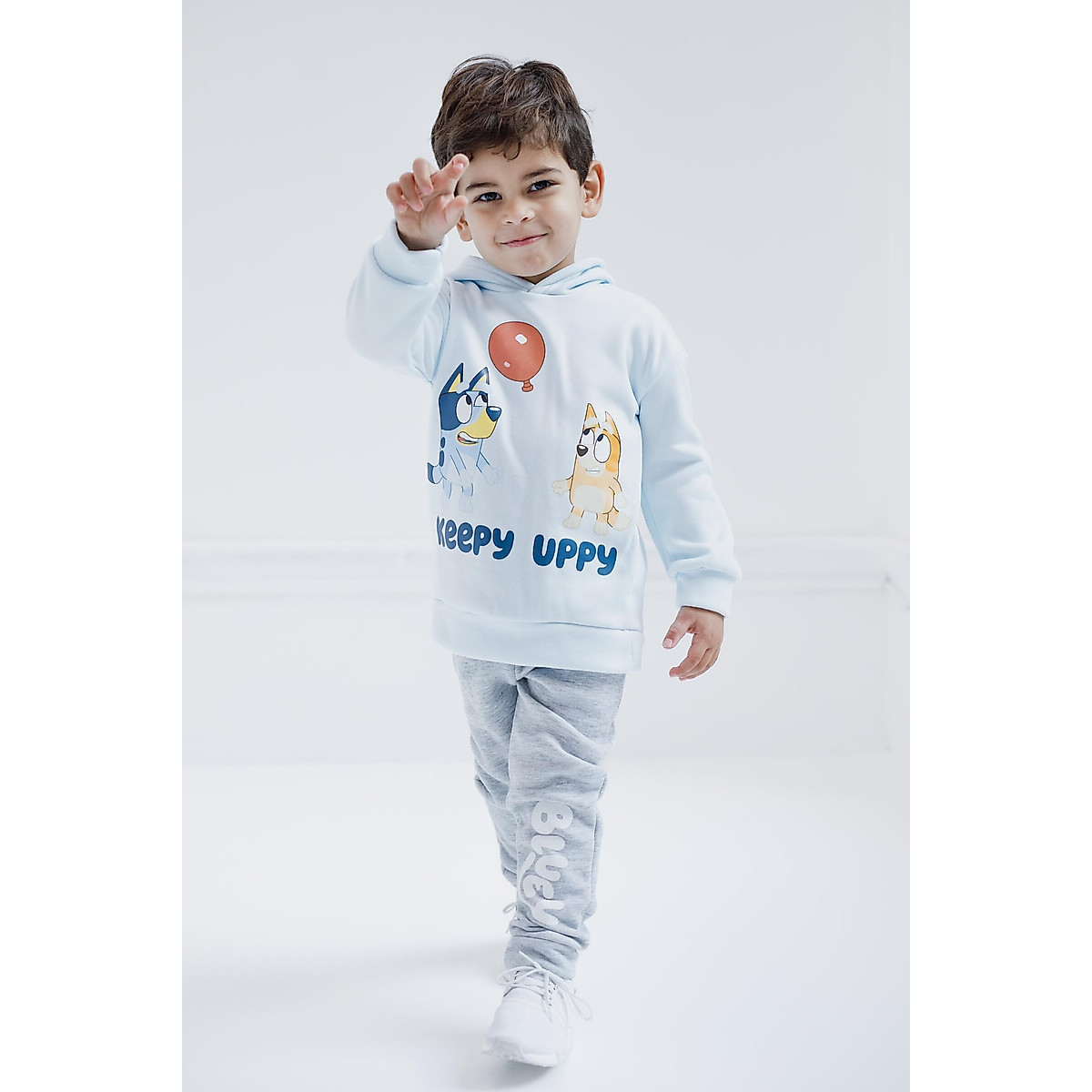 Bluey Bingo Little Boys Fleece Hoodie and Pants Outfit Set Blue/Grey 7-8