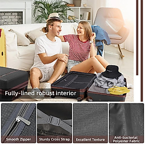 Lulusail Luggage Sets 6 Piece with two Cosmetic Case, Expandable(Only 28 & 24") Hardside Luggage with 360° Spinner Wheels, Durable Luggage Set Clearance For Women Men, Black