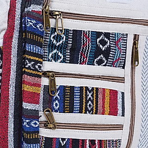 Small cotton stripe hemp backpack, Hemp backpack, traveling backpack, nepali backpack, himalayan backpack, small 13" bag (BG-001-SM)