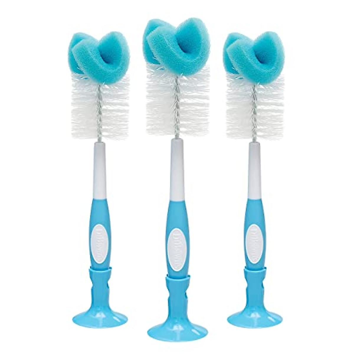 Dr. Brown's Universal Baby Bottle and Accessory Drying Rack & Reusable Sponge Baby Bottle Cleaning Brush Set & Natural Flow Reusable Baby Bottle Vent System and Reservoir Cleaning Bristle Brush