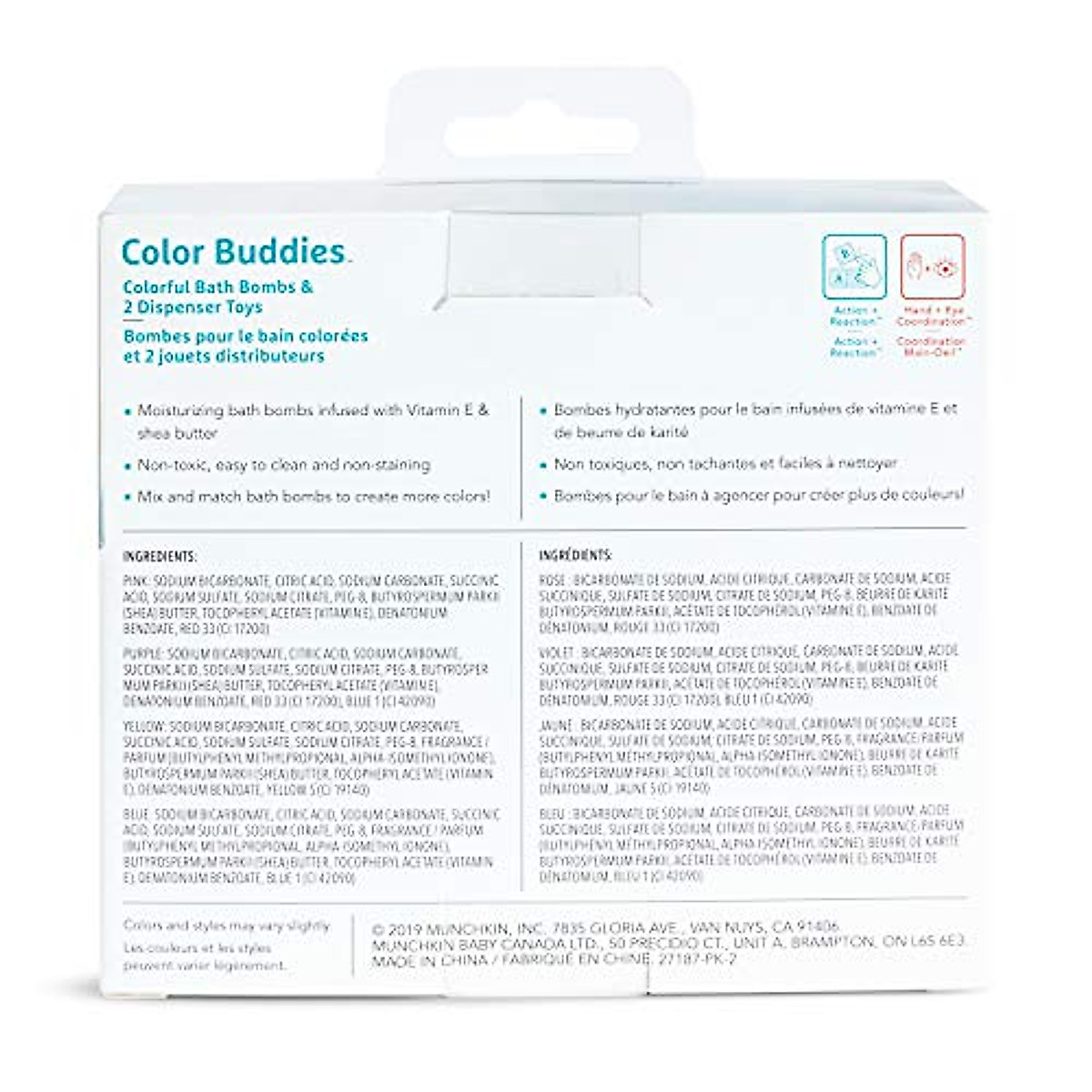 Munchkin® Color Buddies™ Moisturizing Bath Water Color Tablets & 2 Toy Dispensers, 20 Tablets