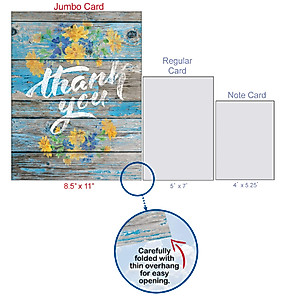 The Best Card Company - 1 Big Thank You Greeting Card (8.5 x 11 Inch) - Group Card for Showing Thanks, Appreciation, Gratitude - Blooming Driftwood J6108CTYG