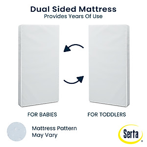 Serta Perfect Start Dual Sided Baby Crib Mattress & Toddler Mattress - Waterproof - Hypoallergenic - Premium Sustainably Sourced Fiber Core  GREENGUARD Gold Certified – 7 Year Warranty - Made in USA