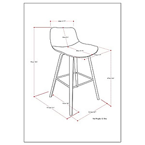 SIMPLIHOME Randolph Mid Century Modern Bentwood Counter Height Stool (Set of 2) in Charcoal Grey, Black Linen Look Fabric