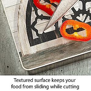 CounterArt Vintage Farmhouse 3mm Heat Tolerant Tempered Glass Cutting Board 10” x 8” Manufactured in the USA Dishwasher Safe