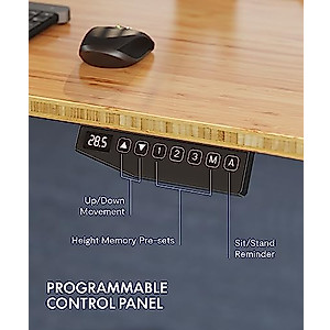 FLEXISPOT Pro Bamboo 3 Stages Dual Motor 60x30 Inch Electric Standing Desk Bamboo Contour Whole-Piece Board Height Adjustable Desk Electric Stand Up Desk (White Frame + Bamboo Curved Desktop)