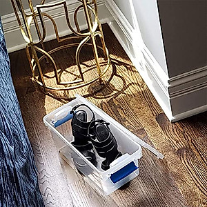 HOMZ 7.5 Quart Clear Plastic Stackable Storage Container Tote with Secure Latching Lid for Home and Office Organization, 10 Pack