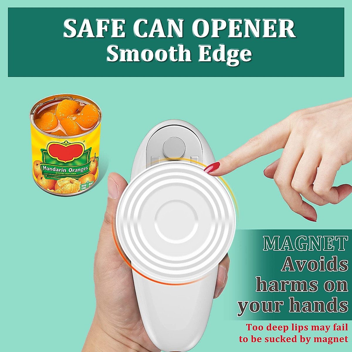 Homelet Electric Can Opener Smooth Edge Safe One Touch Labor Saving Heavy Duty Stainless Steel Automatic Can Opener For Seniors/Arthritics/Women/Kid Kitchen Camping Bottle Opener