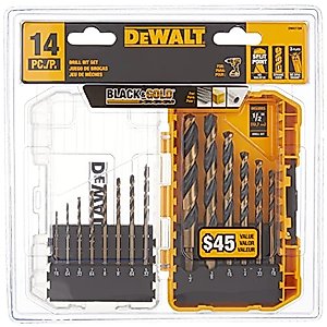 DEWALT Drill Bit Set, Black and Gold, 14-Piece (DWA1184)
