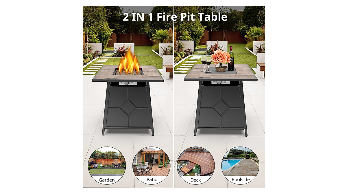 OTSUN 28'' Propane Fire Pit Table for Outdoor Patio - 40,000 BTU Gas Fire Table