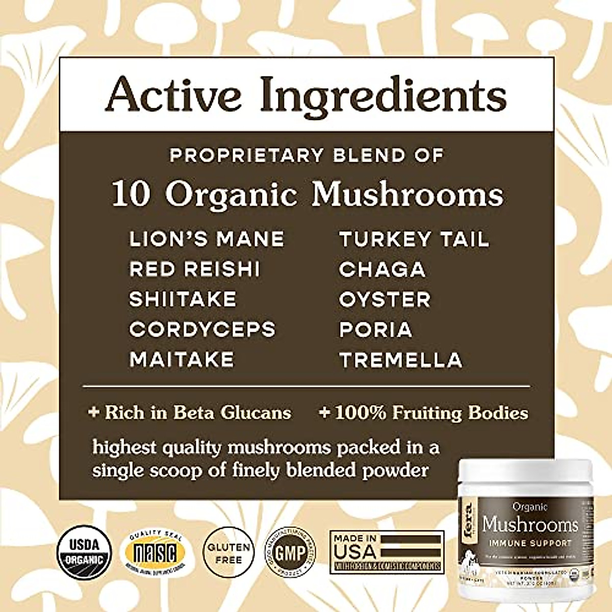 FERA PET ORGANICS Allergy and Immune Support Mushrooms Supplement Blend for Dogs and Cats - Cognitive Health, Vitality, and Immune Support Booster - 120 Servings, 60g