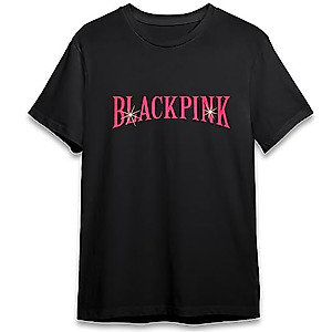 BLACKPINK Womens T Shirts Mens Fashion Short Sleeve Shirts for Girls Casual Crew Neck Tshirts Black XL