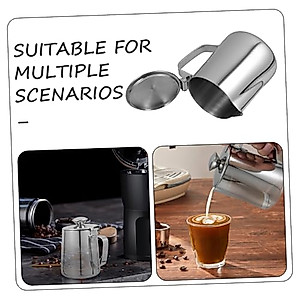CRILSTYLEO 1 PC 350 Stainless Steel Cup Espresso Ground Coffee Milk Frothing Holder Steaming Pitcher Cappuccino Machine Tea Creamer Frothing Cup Pouring Jug Kettle Storage Container Silver